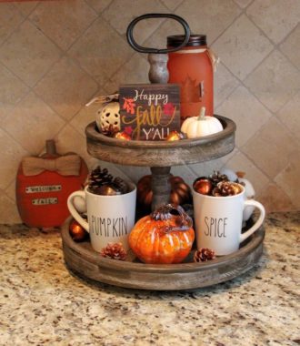 20 Fall Tiered Tray Decor Ideas - Prudent Penny Pincher