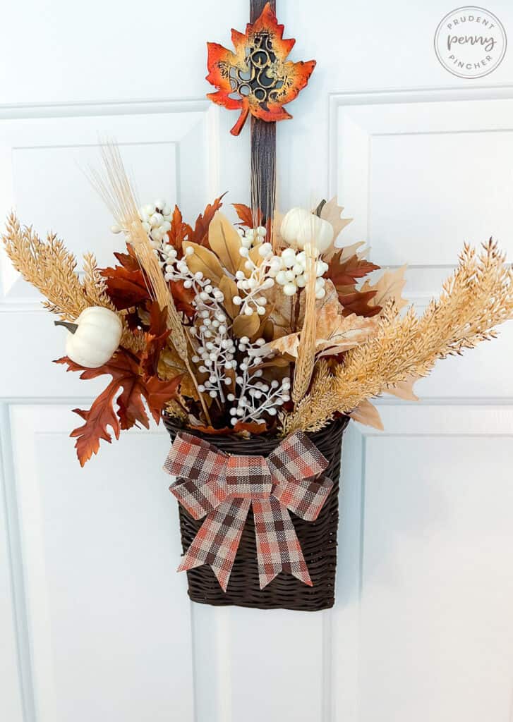 DIY Fall Front Door Basket Wreath - Prudent Penny Pincher