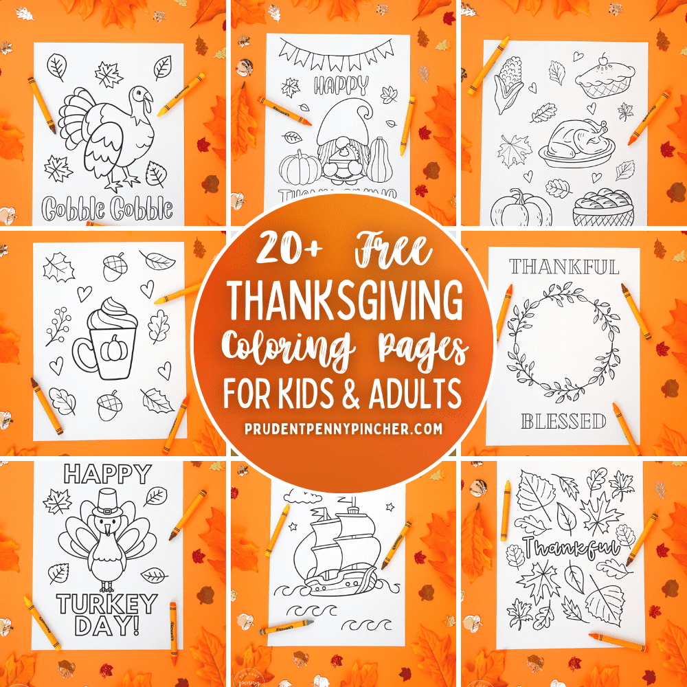 20 Free Thanksgiving Coloring Pages for Kids and Adults - Prudent Penny ...