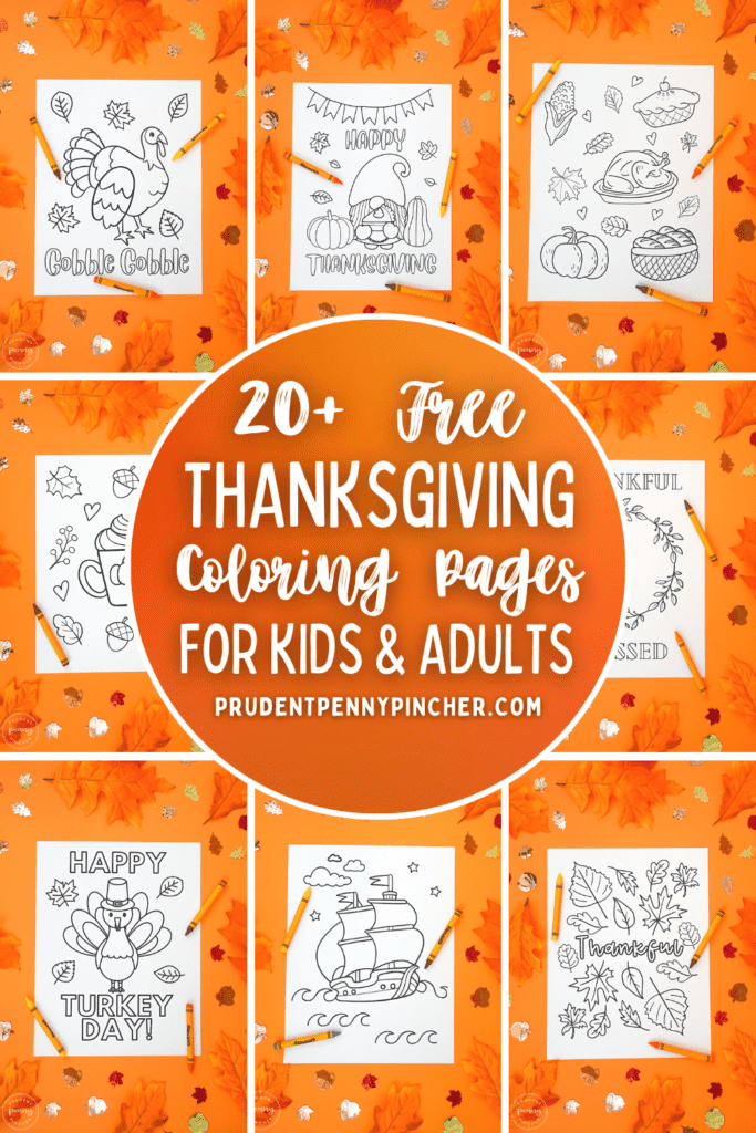 20 Free Thanksgiving Coloring Pages for Kids and Adults - Prudent Penny ...