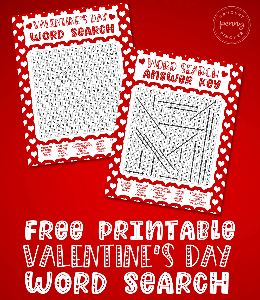 Free Printable Valentine's Day Word Search - Prudent Penny Pincher
