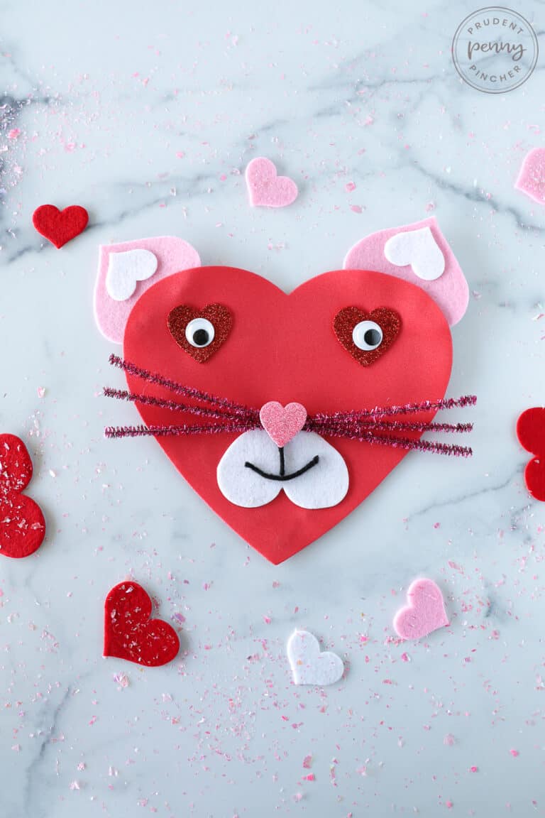 Valentine's Day Cat Heart Craft for Kids - Prudent Penny Pincher