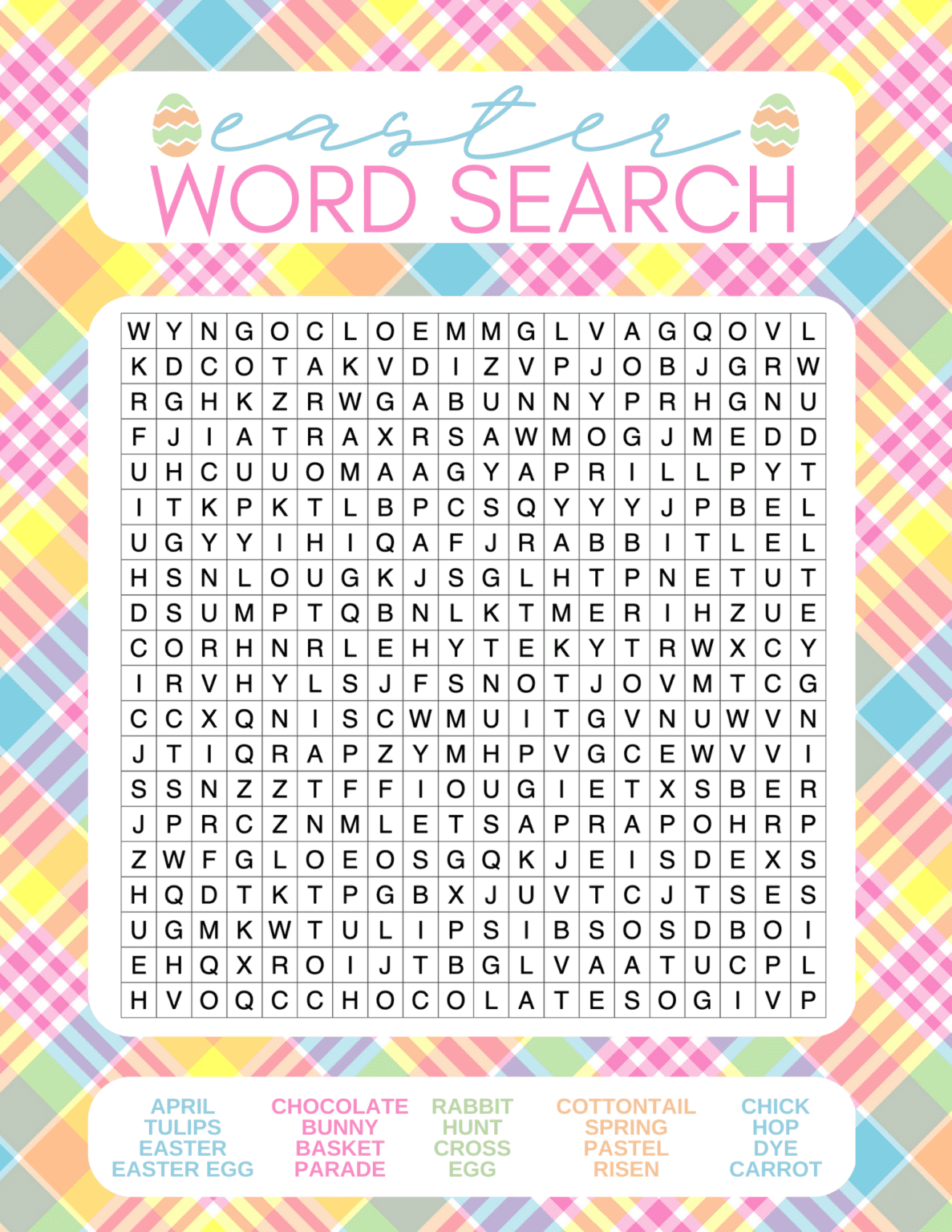 Free Printable Easter Word Search for Kids - Prudent Penny Pincher