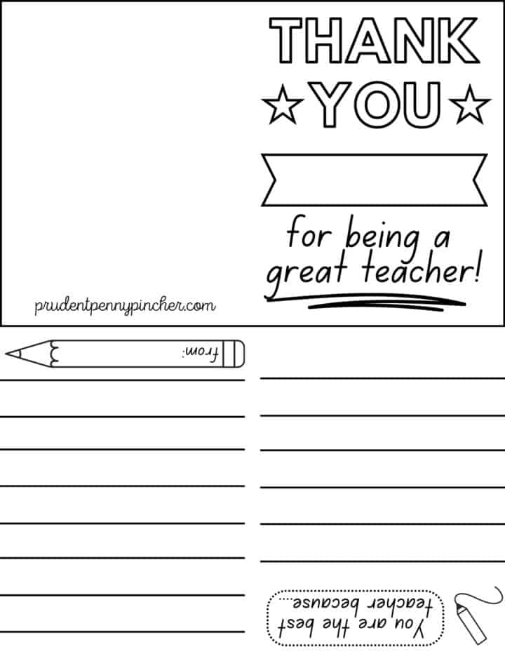 10 Free Teacher Appreciation Card Printables - Prudent Penny Pincher