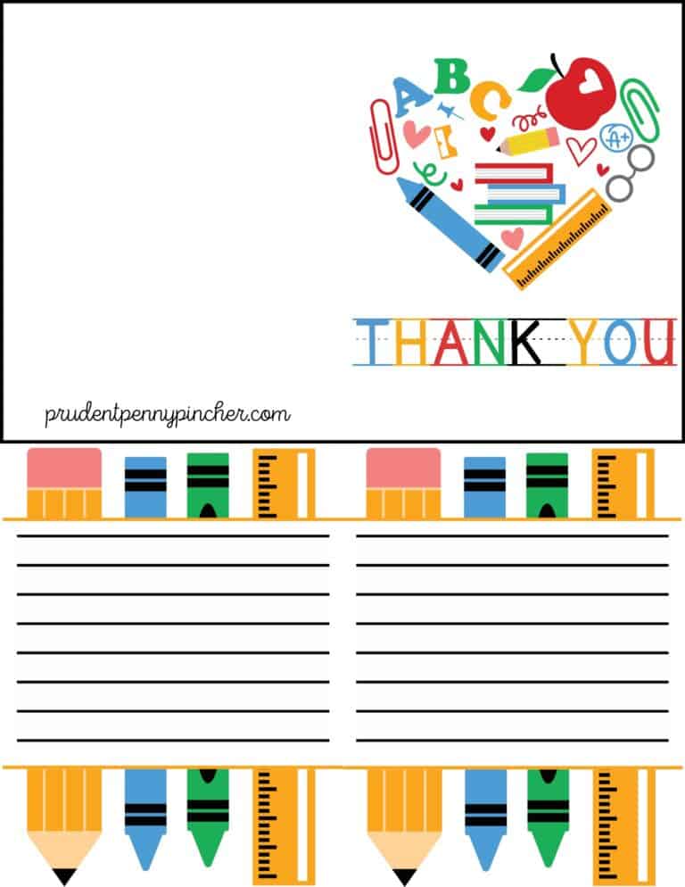 10 Free Teacher Appreciation Card Printables - Prudent Penny Pincher