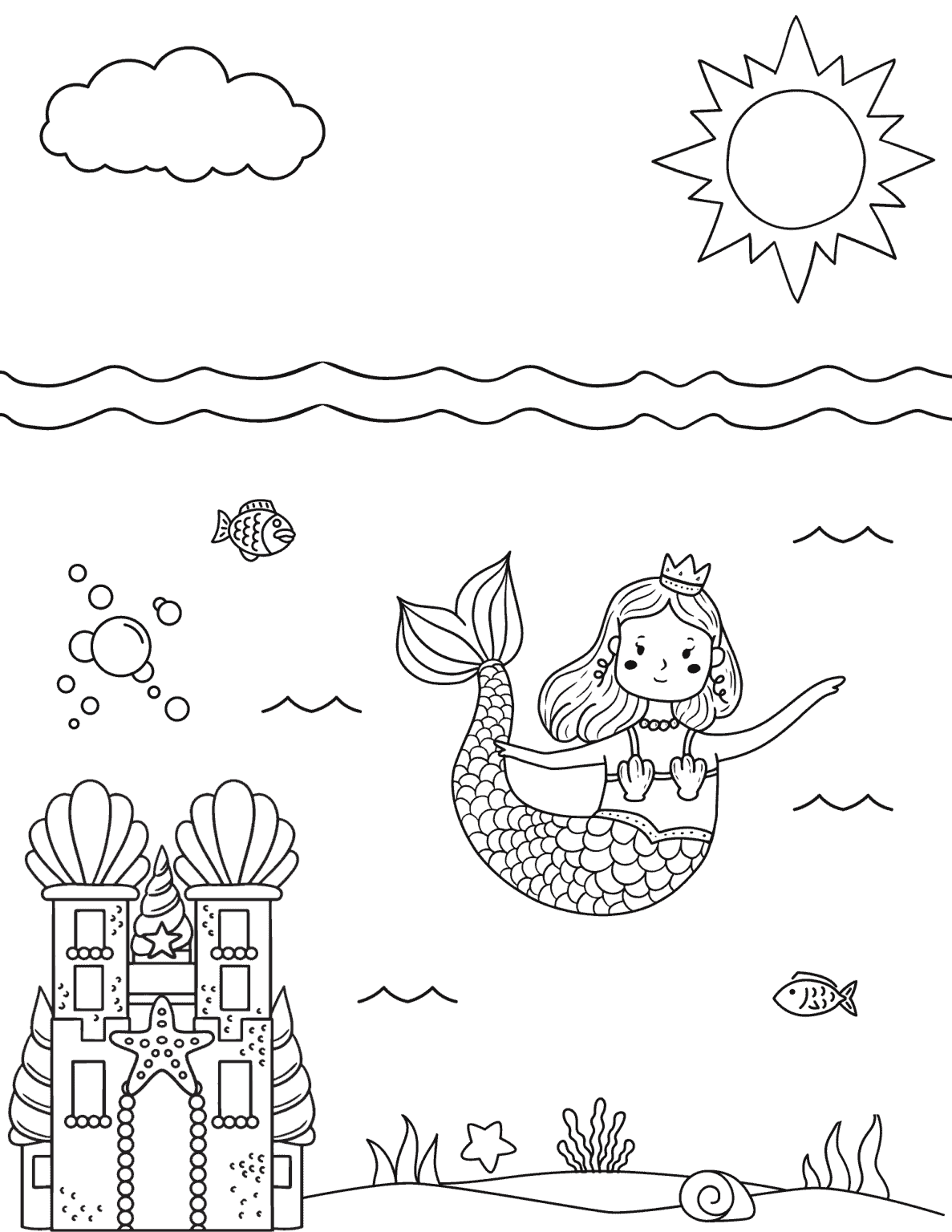 20 Free Printable Mermaid Coloring Pages for Kids - Prudent Penny Pincher