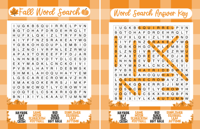 5 Free Fall Word Search Printables - Prudent Penny Pincher