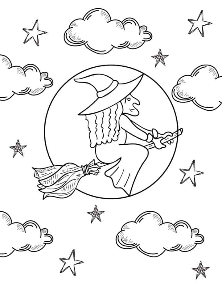 Free Halloween Witch Coloring Pages - Prudent Penny Pincher