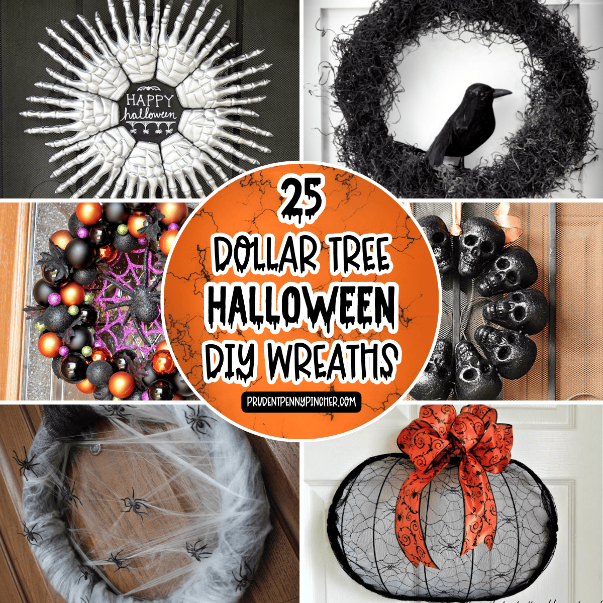 25 DIY Dollar Store Halloween Wreaths - Prudent Penny Pincher