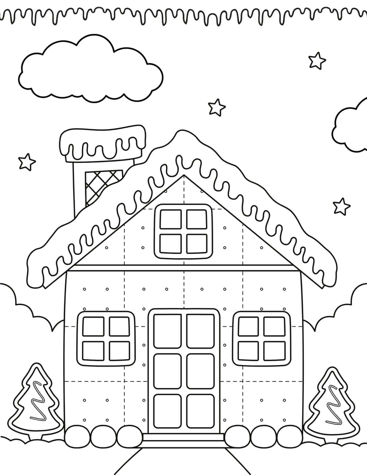 20 Free Gingerbread House Coloring Pages for Kids - Prudent Penny Pincher