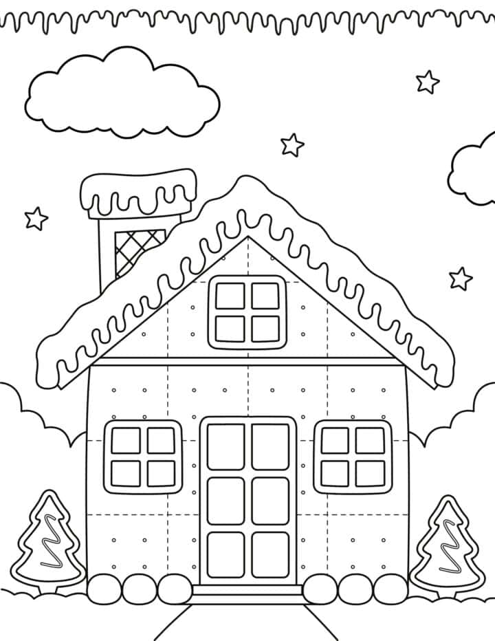 20 Free Gingerbread House Coloring Pages for Kids - Prudent Penny Pincher
