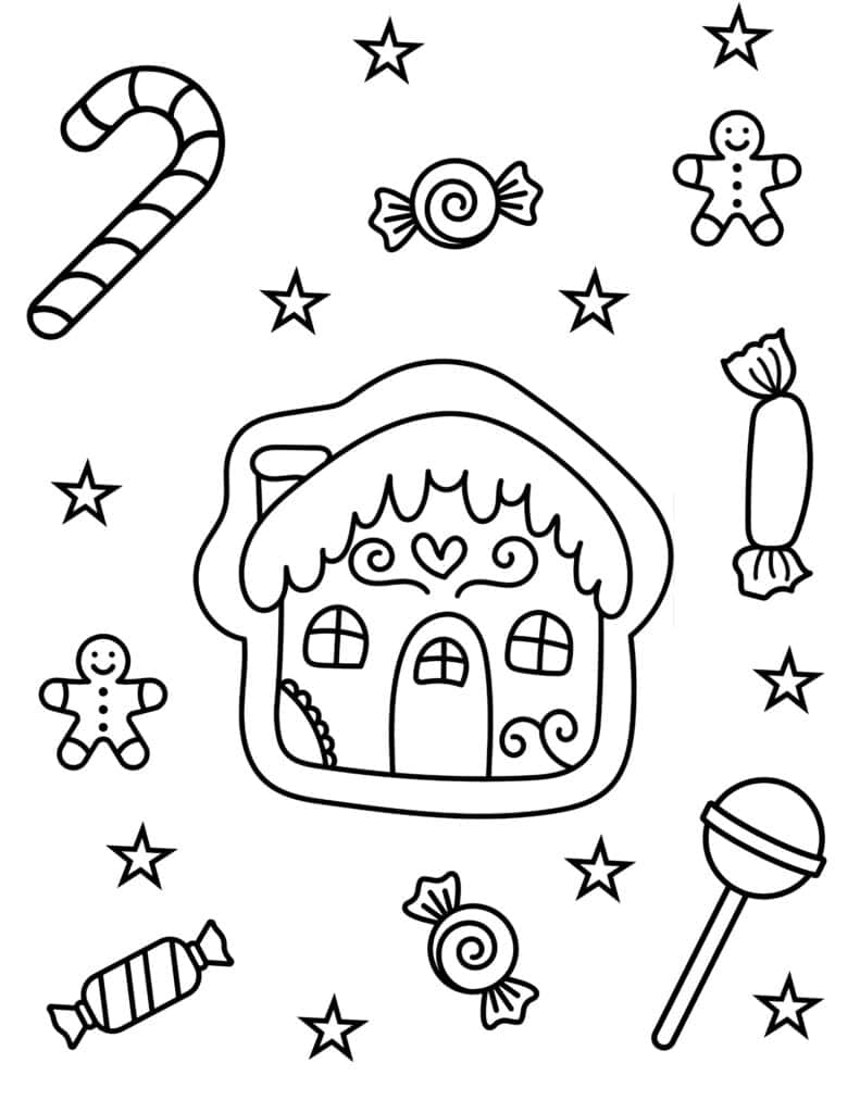 20 Free Gingerbread House Coloring Pages for Kids - Prudent Penny Pincher