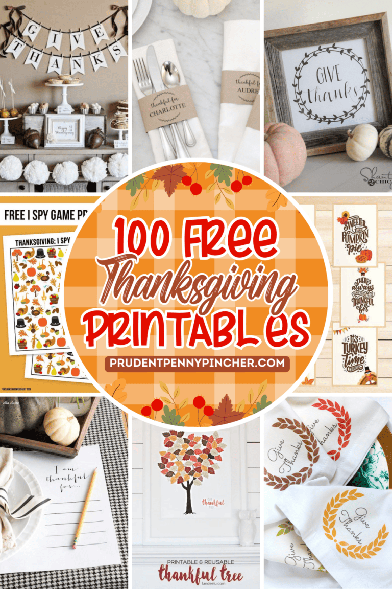 100 Free Thanksgiving Printables - Prudent Penny Pincher