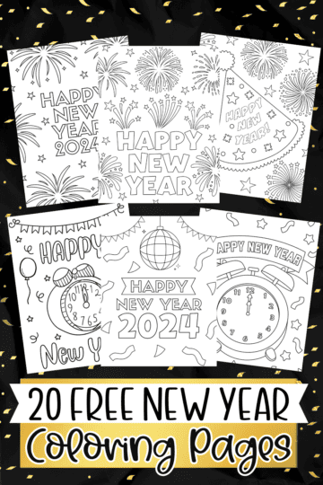 20 Free New Year Coloring Pages for 2024 - Prudent Penny Pincher