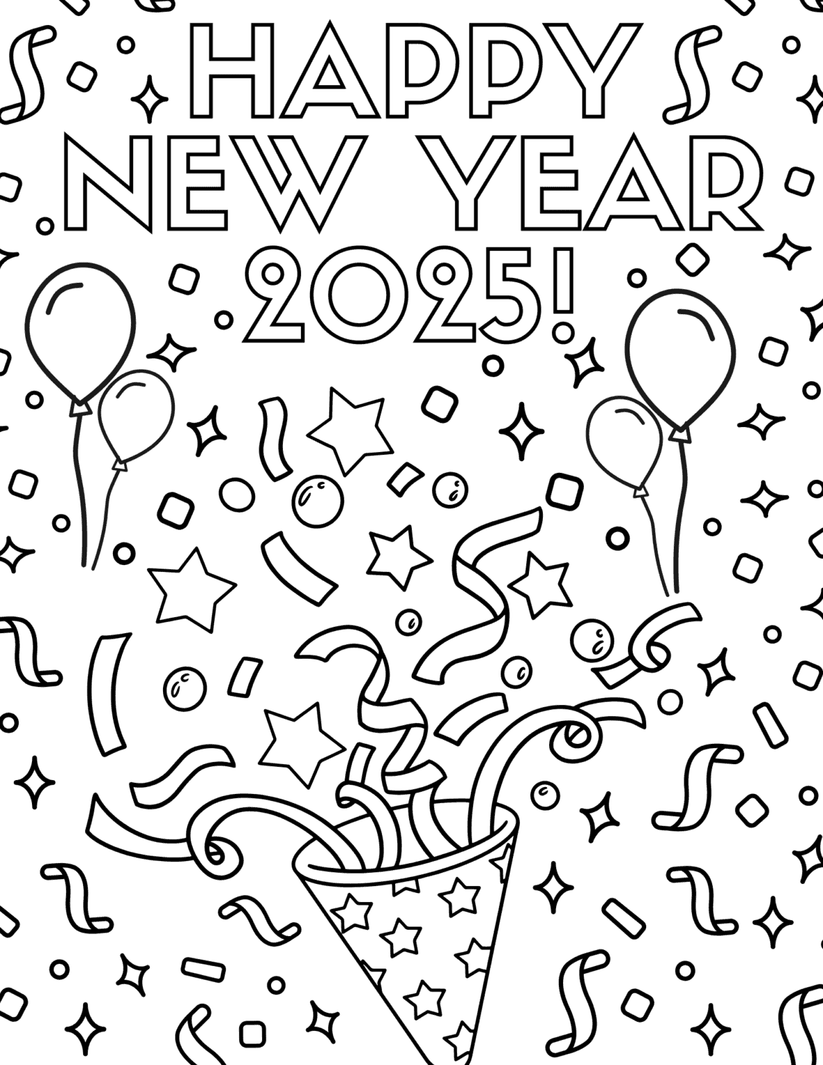 20 Free Printable New Year Coloring Pages for 2025 - Prudent Penny Pincher