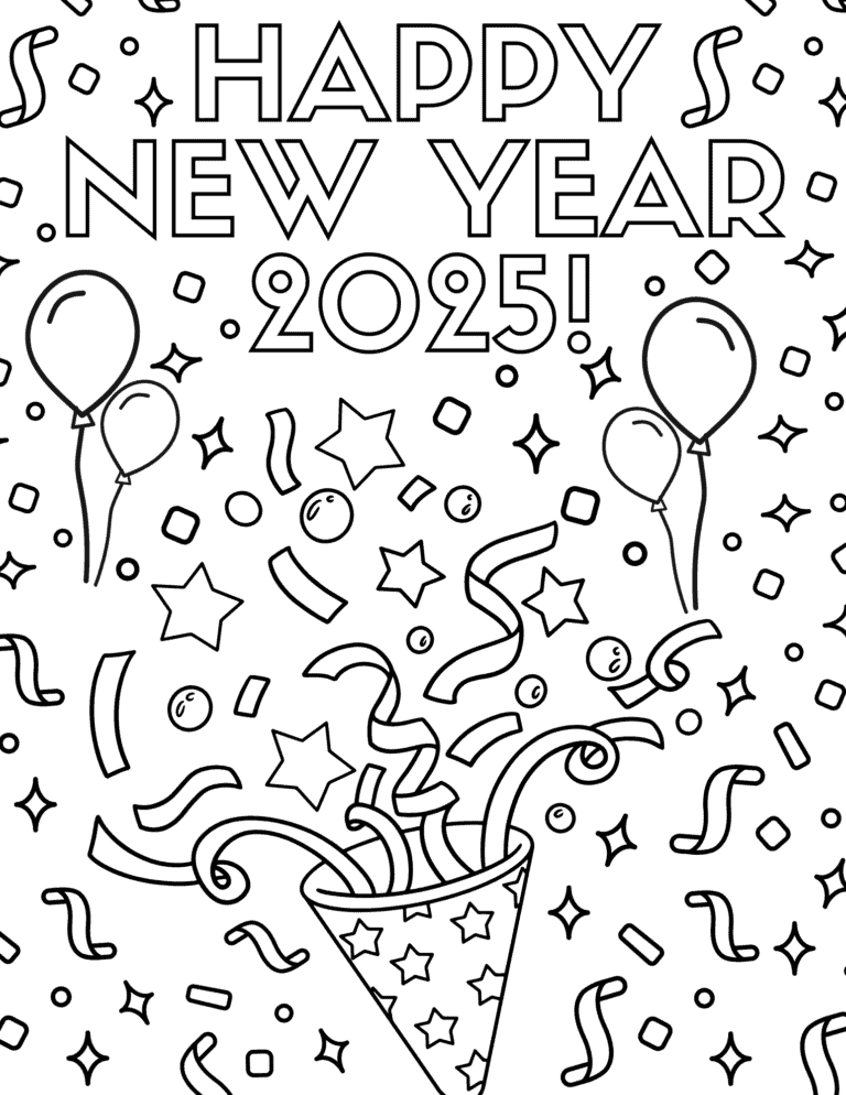20 Free Printable New Year Coloring Pages for 2025 - Prudent Penny Pincher