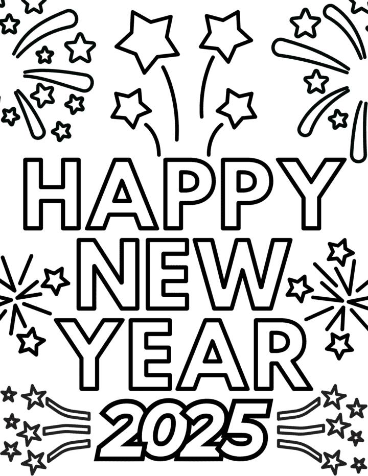 20 Free Printable New Year Coloring Pages for 2025 - Prudent Penny Pincher