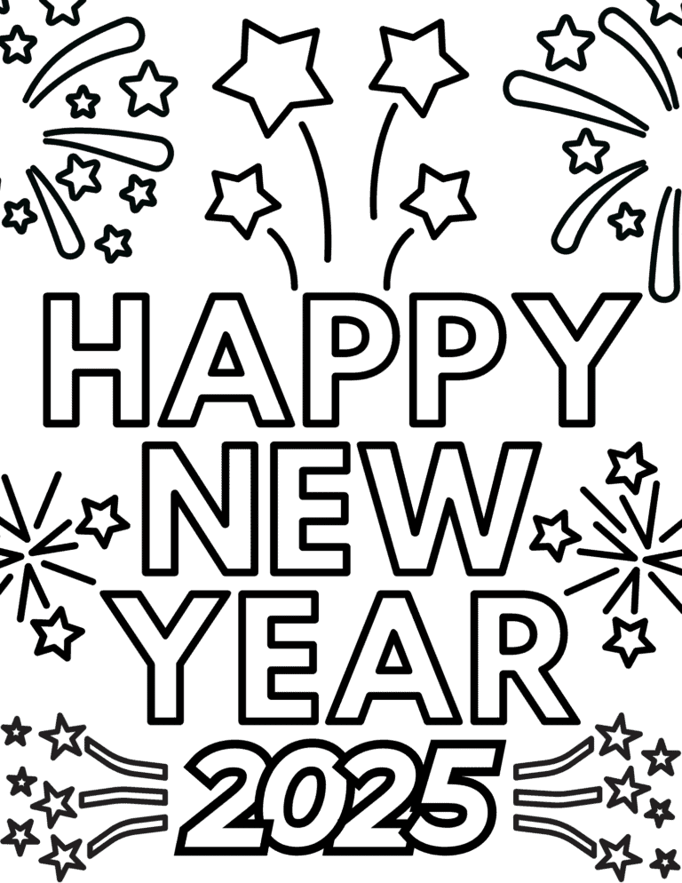 20 Free Printable New Year Coloring Pages for 2025 - Prudent Penny Pincher