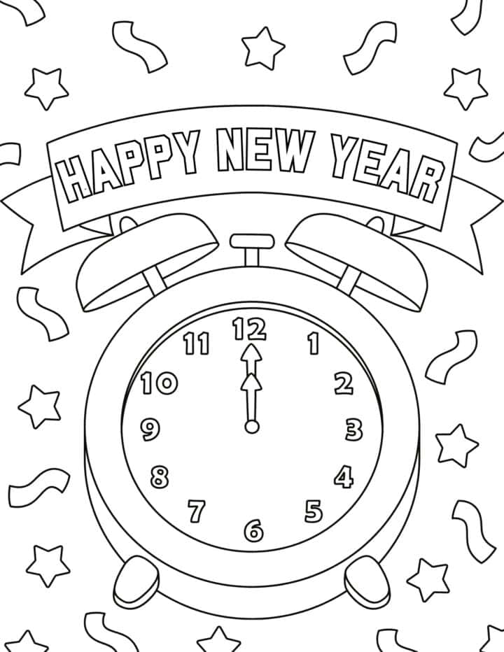 20 Free Printable New Year Coloring Pages for 2025 - Prudent Penny Pincher