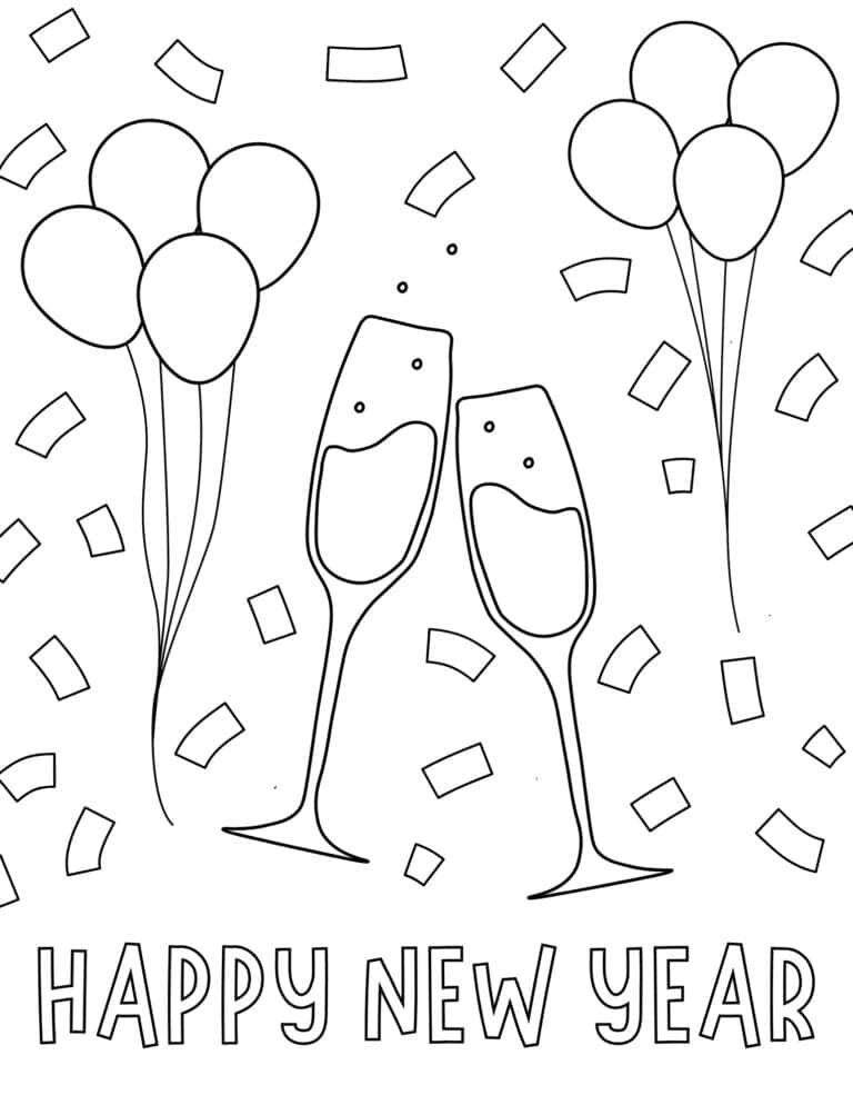 20 Free Printable New Year Coloring Pages for 2025 - Prudent Penny Pincher