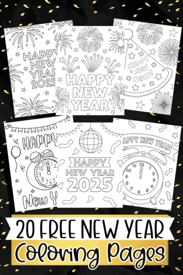 20 Free Printable New Year Coloring Pages for 2025 - Prudent Penny Pincher