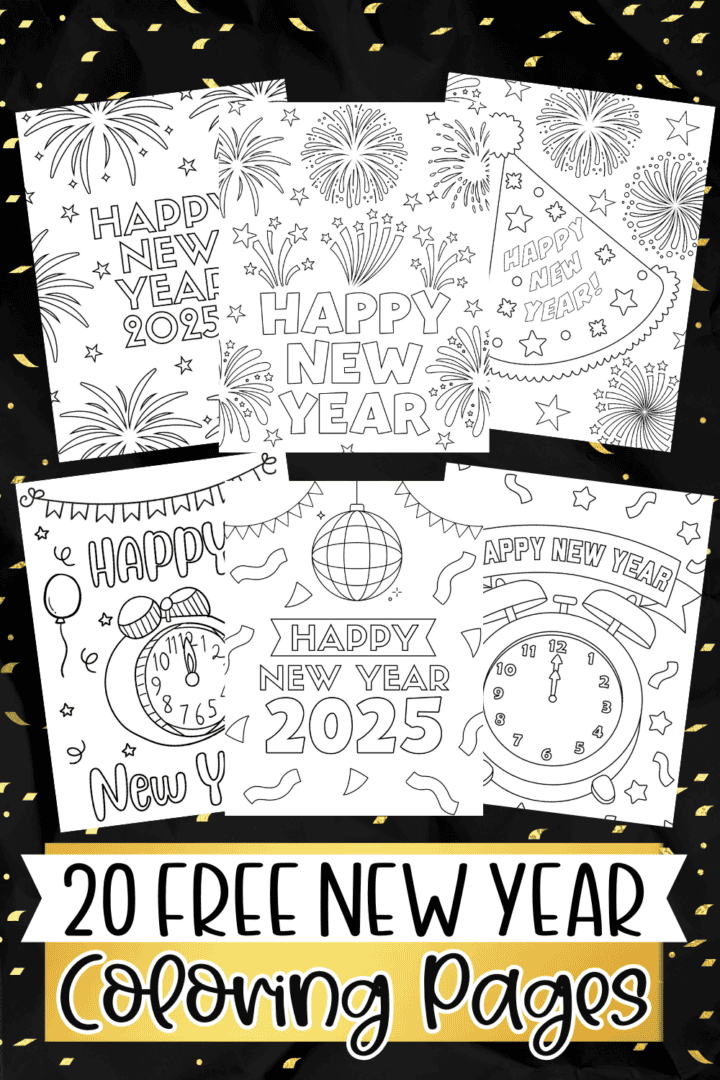 20 Free Printable New Year Coloring Pages for 2025 - Prudent Penny Pincher
