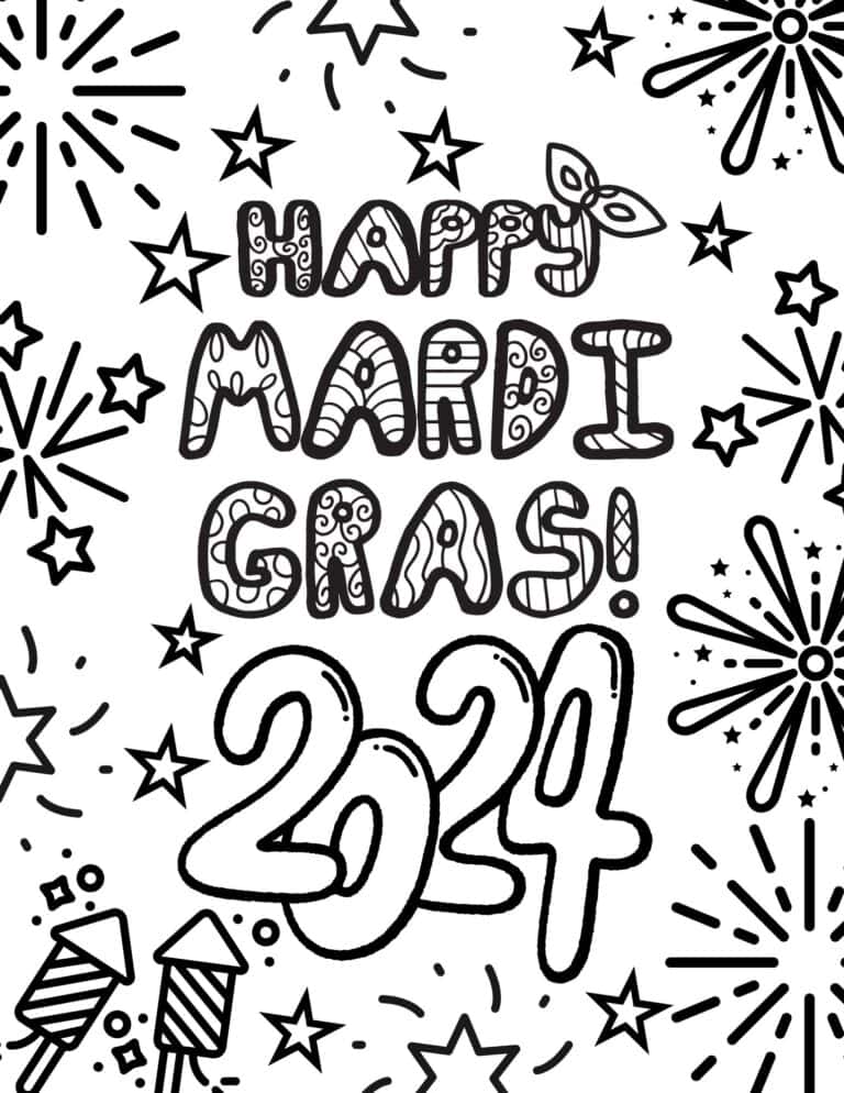 Free Printable Mardi Gras Coloring Pages for Kids - Prudent Penny Pincher