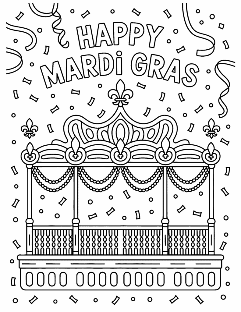 Free Printable Mardi Gras Coloring Pages for Kids - Prudent Penny Pincher