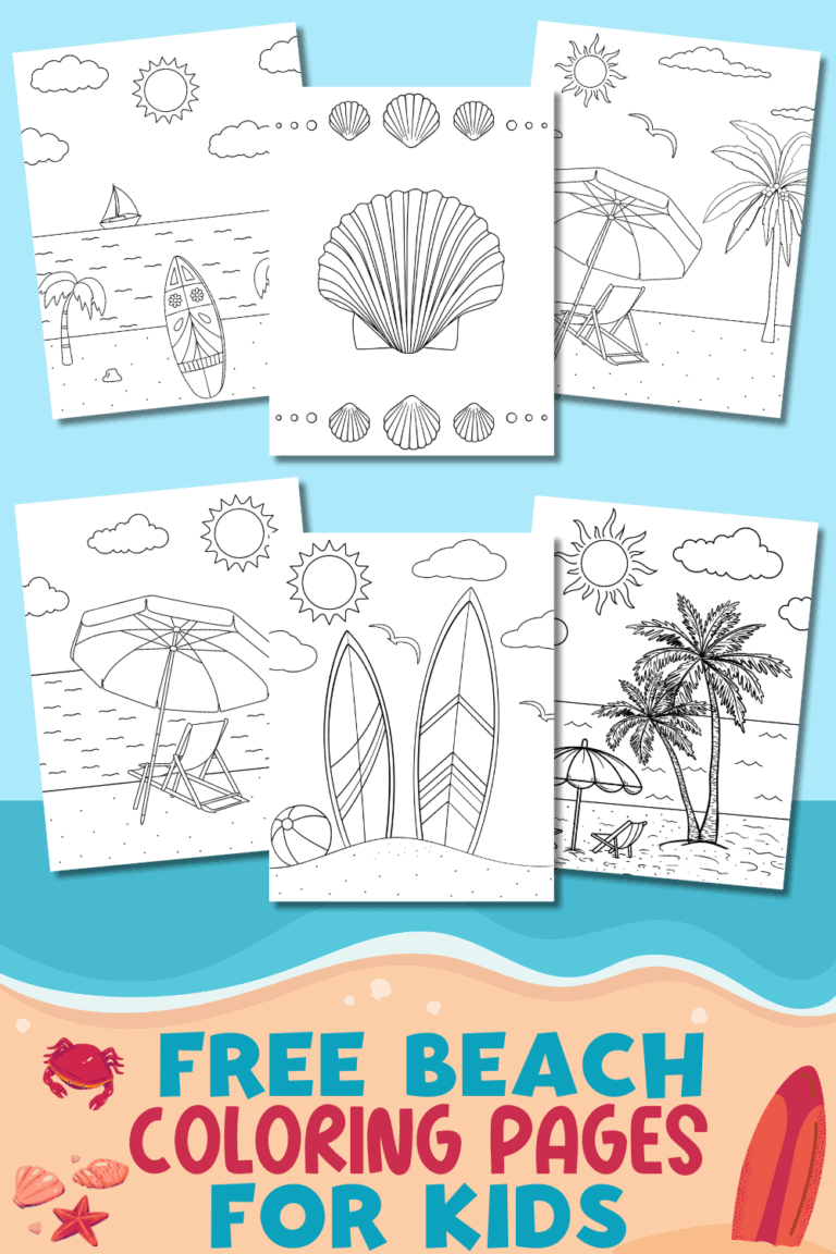 15 Free Printable Beach Coloring Pages for Kids - Prudent Penny Pincher