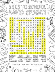 Free Printable Back to School Word Search for Kids - Prudent Penny Pincher