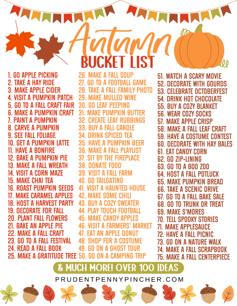 100 Fall Bucket List Ideas for 2025 - Prudent Penny Pincher