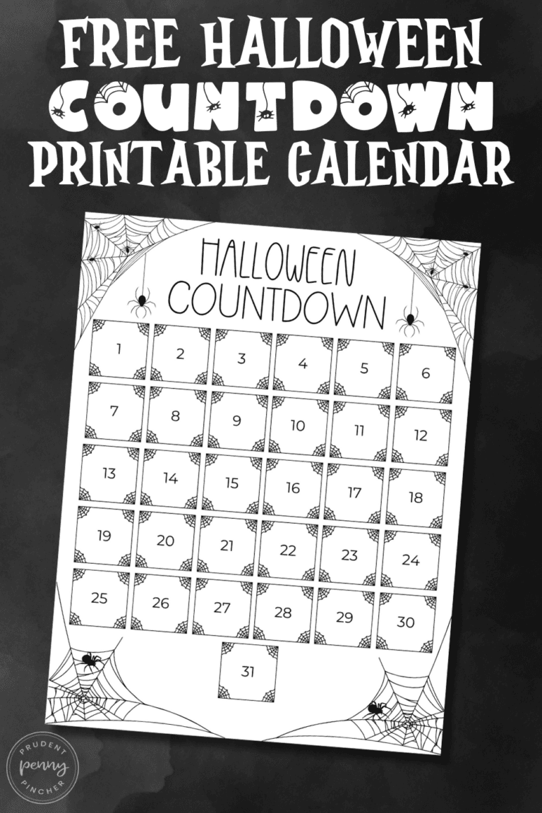 Free Printable Halloween Countdown Calendar - Prudent Penny Pincher