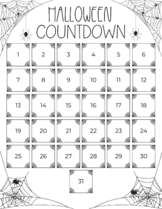 Free Printable Halloween Countdown Calendar - Prudent Penny Pincher