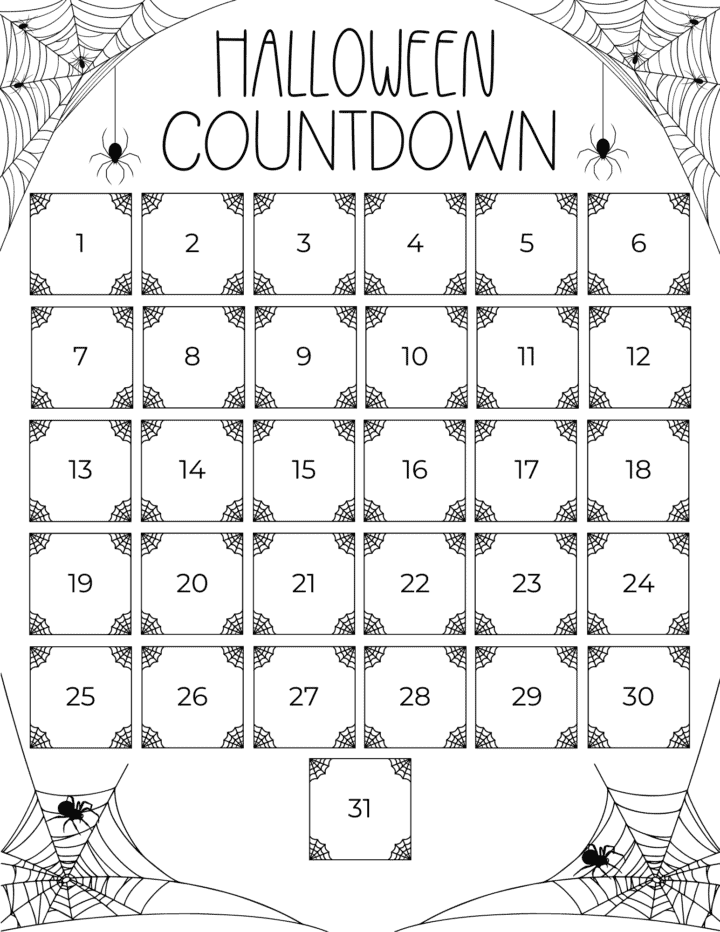 Free Printable Halloween Countdown Calendar - Prudent Penny Pincher Free Printable Halloween Countdown Calendar - Prudent Penny Pincher