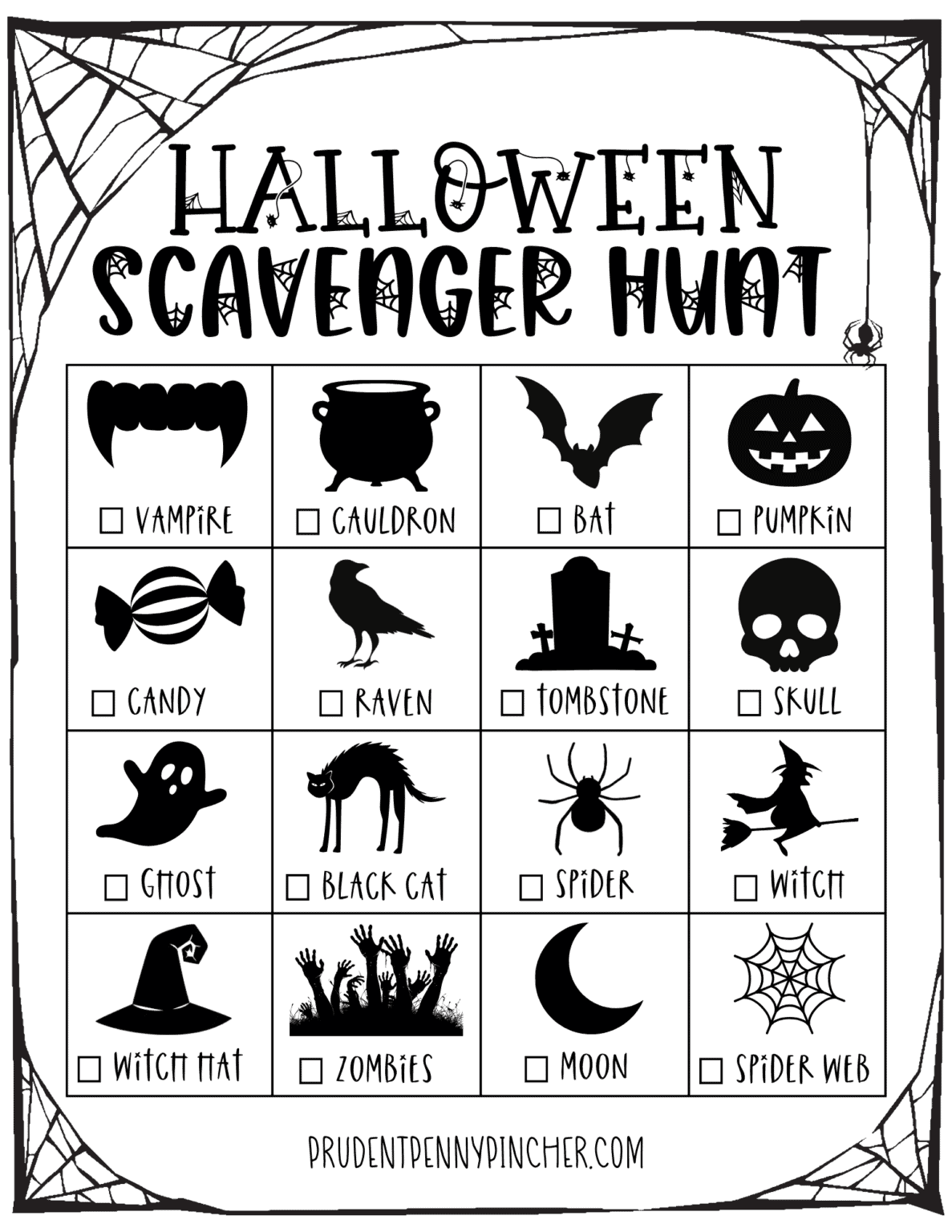 Free Printable Halloween Scavenger Hunt Game - Prudent Penny Pincher