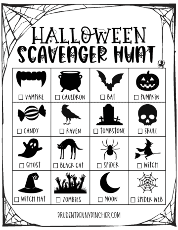 Free Printable Halloween Scavenger Hunt Game - Prudent Penny Pincher
