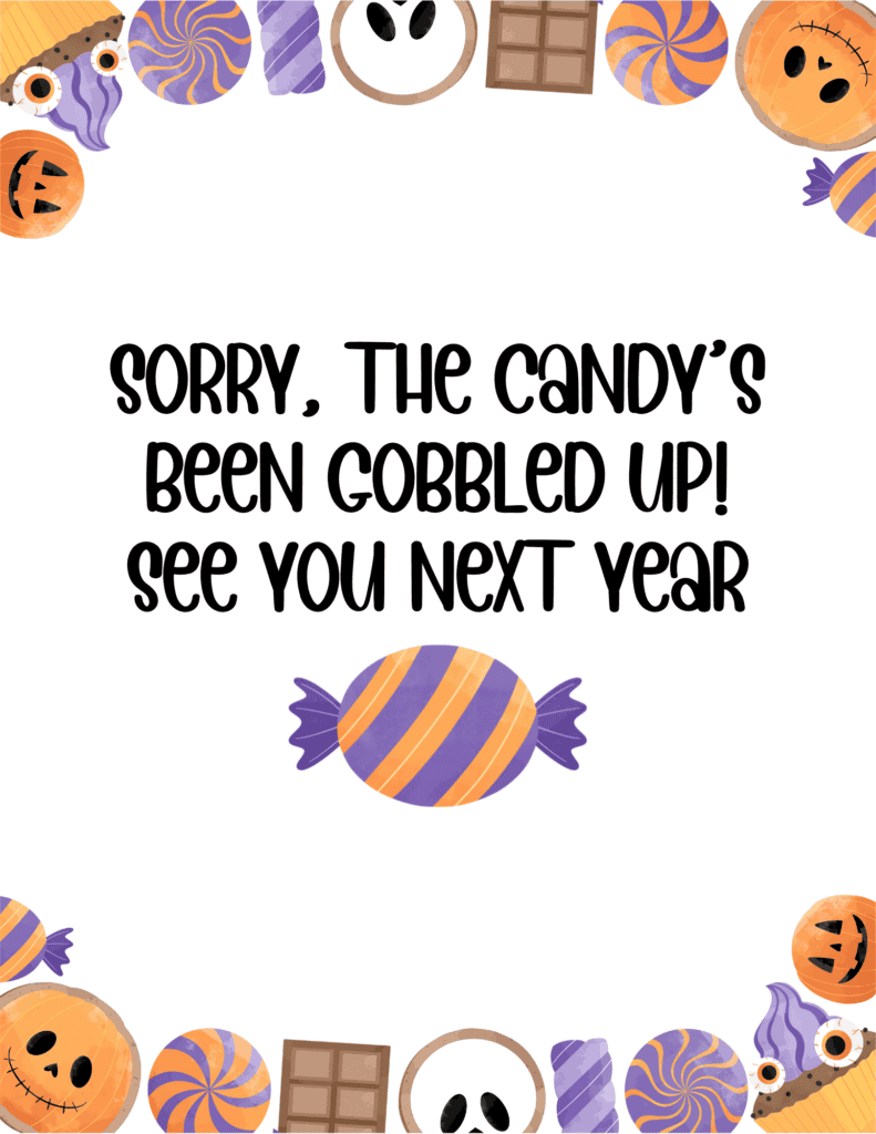 Free Printable Halloween Candy Signs - Prudent Penny Pincher