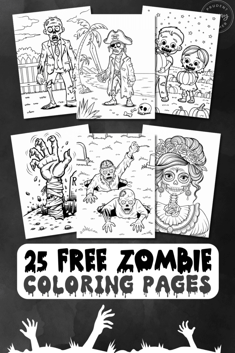 25 Free Printable Zombie Coloring Pages - Prudent Penny Pincher