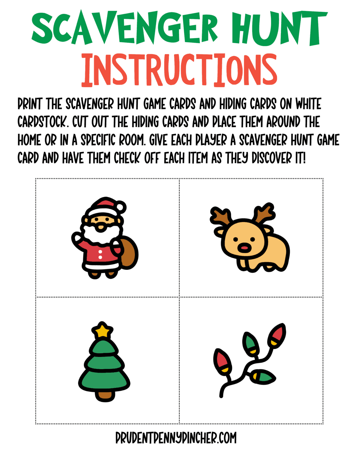 Free Printable Christmas Scavenger Hunt Game for Kids - Prudent Penny ...