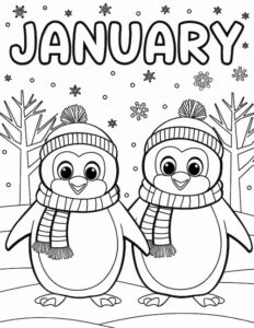 Free Printable January Coloring Pages for Kids - Prudent Penny Pincher