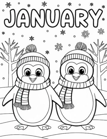 Free Printable January Coloring Pages for Kids - Prudent Penny Pincher