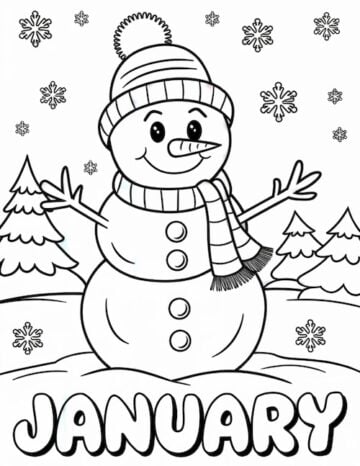 Free Printable January Coloring Pages for Kids - Prudent Penny Pincher