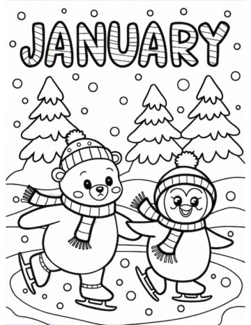 Free Printable January Coloring Pages for Kids - Prudent Penny Pincher