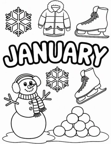 Free Printable January Coloring Pages for Kids - Prudent Penny Pincher