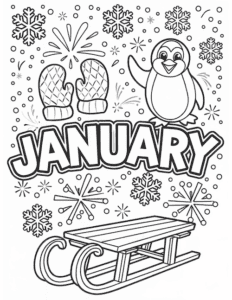 Free Printable January Coloring Pages for Kids - Prudent Penny Pincher