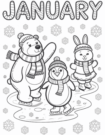 Free Printable January Coloring Pages for Kids - Prudent Penny Pincher