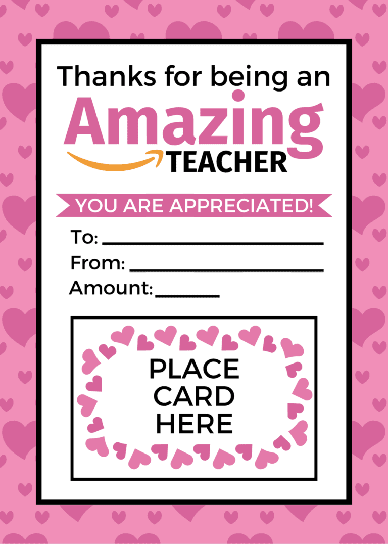 Free Printable Teacher Valentine Gift Card Holders - Prudent Penny Pincher
