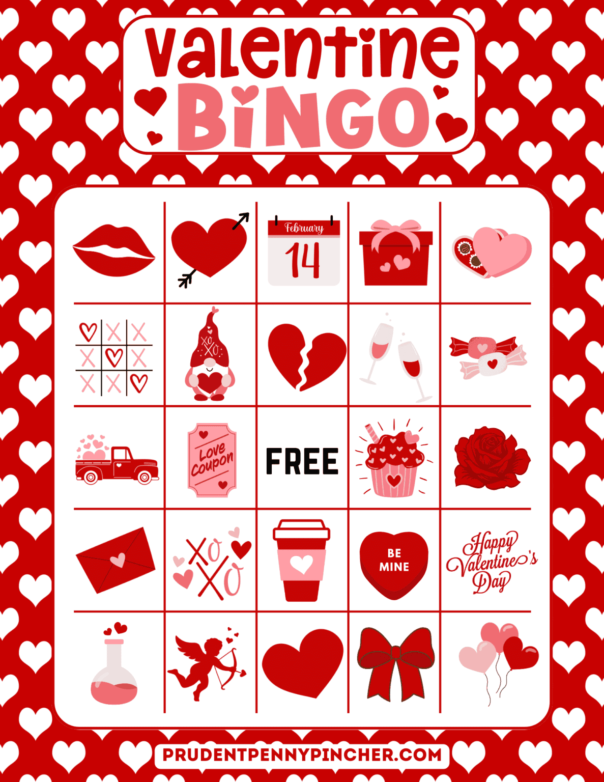 Free Printable Valentine’s Day Bingo Cards - Prudent Penny Pincher