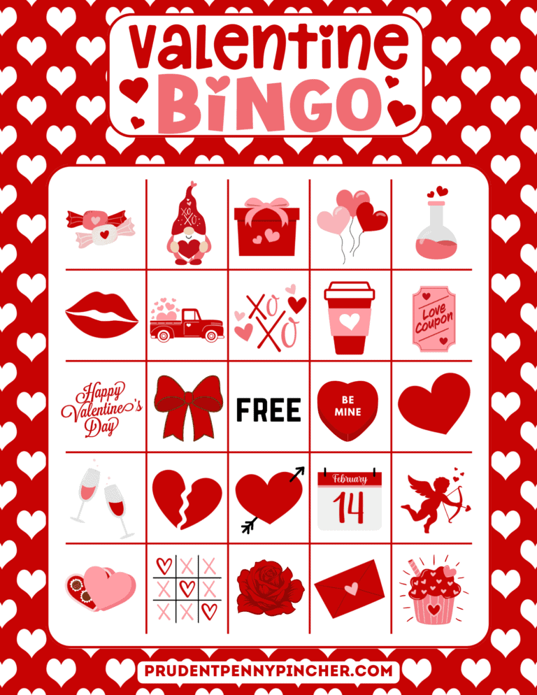 Free Printable Valentine’s Day Bingo Cards - Prudent Penny Pincher
