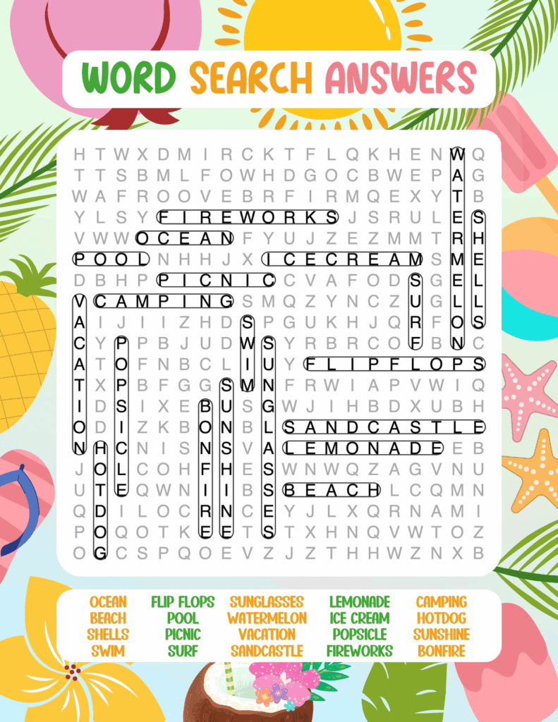 Free Printable Summer Word Searches - Prudent Penny Pincher